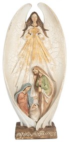Béžová antik dekorace anděl se svatou rodinou Angel - 19*10*40 cm