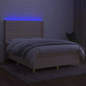 Box spring postel s matrací a LED krémová 140x200 cm textil 3138402