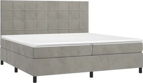 Box spring postel s matrací světle šedá 200x200 cm samet 3143043