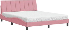 Postel s matrací Hanko růžová 160 x 200 cm samet 3208609
