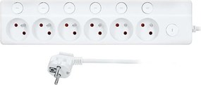 Prodlužovací kabel 6Z - 2m, vypínač, 3x1,0, bílá