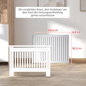 HOMCOM Kryt Radiátoru Moderní Kryt Radiátoru z MDF pro Obývací Pokoj a Ložnici 112x19x81cm Bílý