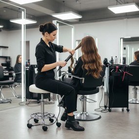 VASHOME křeslo do kosmetického salonu, kadeřnické křeslo na kolečkách, bílé