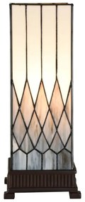 Stolní lampa Tiffany Krisoijn šedá art deco ve tvaru hranolu – 17x17x43 cm