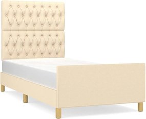 Rám postele bez matrace krémová 100 x 200 cm textil 3125281