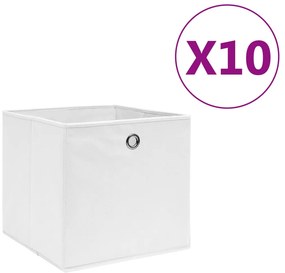 Úložné boxy 10 ks netkaná textilie 28 x 28 x 28 cm bílé 325209