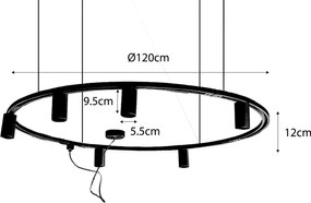 Moderní závěsný kolejnicový systém s 6 černými bodovými světly jednofázovými GU10 50 mm - Iconic Ruby Honey