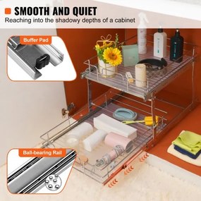 2-vrstvý 40,6 cm š × 53,3 cm D výsuvný organizér do skříňky