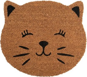Hnědá kokosová rohožka ve tvaru hlavy kočky Cat - 75*45*1 cm