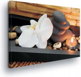 Obraz 100x75 Klid Relaxace Zen Harmonie Meditace Orchidej Kameny Svíčka
