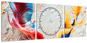 Obraz - Ryby bojovnice (s hodinami) (90x30 cm)