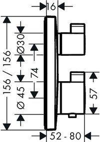 Hansgrohe Ecostat Square, termostatická baterie pod omítku na 2 spotřebiče, černá matná, 15714670