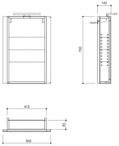 Sapho Sapho, GRETA galerka s LED osvětlením, 50x70x14cm, černá mat, GR055-0035