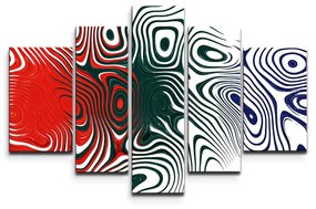 Sablio Obraz - 5-dílný Dvoubarevná abstrakce - 125x90 cm
