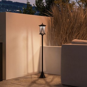 Solární pouliční lampa LED Outsunny, IP44, ABS, 17W x 17D x 127H cm, se studeným bílým světlem LED, světelný senzor, vodotěsná, pro venkovní použití,…