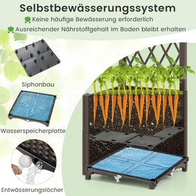 Costway Květinový truhlík s mříží Truhlík na rostliny pro popínavé rostliny káva
