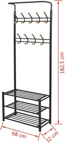 Věšák na oblečení s botníkem 68 x 32 x 182,5 cm černý 243726