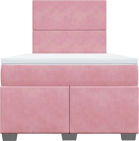 Box spring postel s matrací růžová 120 x 200 cm samet 3293181