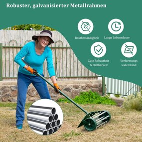 Costway Provzdušňovač trávníku válec na trávník s rukojetí a 3 cm hřebíky