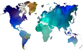 Obraz barevná mapa světa v akvarelu - 90x60 cm