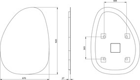 Sapho Sapho, STEN LED podsvícené zrcadlo 67x92cm, NA372