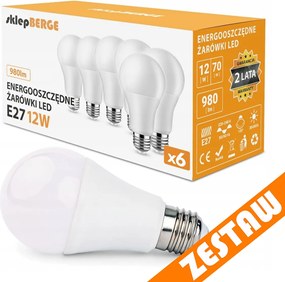 SADA 6x LED žárovka E27 A60 12W 960lm - neutrální bílá