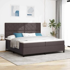 Postel s boxspringem s čelo Tmavě hnědá 200 x 200 cm textil 3339493