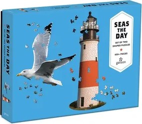 GALISON Tvarové puzzle Den u moře 2v1 / 450 dílků