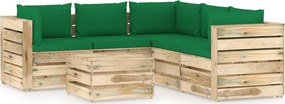vidaXL 6dílná zahradní souprava s poduškami zeleně impregnované dřevo [3068304] Barva: antracitová a šedá