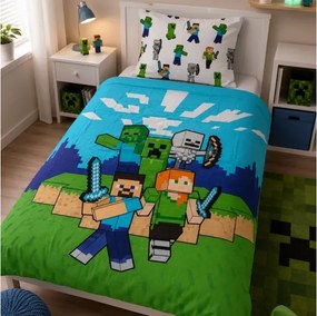 Carbotex povlečení bavlna Minecraft Pixelový Svět 140x200, 70x90 cm