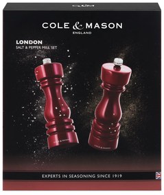 Cole&Mason Sada mlýnků na sůl a pepř London Red Gloss 18 cm