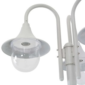 vidaXL Marketos Zahradní sloupová lampa 3 ramena E27 220 cm hliník bílá