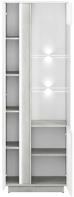 Casarredo - Komfort nábytek Vitrína RUBENS s LED sovětlením, pravá, beton šedý/bílá lesk