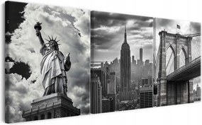 Obraz New York Triptych Černobílý New York na zeď do kanceláře 60x120