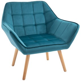 HOMCOM křeslo s jedním opěradlem, samet, zvýšené nohy, sametový polyester, skandinávské, zelené, 64x62x72,5cm| Aosom