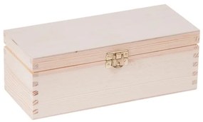 FK Dřevěná krabička na čaj s přihrádkami, se zámkem - 22x10x8 cm, Přírodní