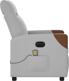 Elektrické masážní polohovací křeslo obláčkově šedé textil 3323997