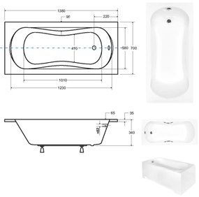 Besco Aria Prosafe akrylátová vana Délka vany: 140cm