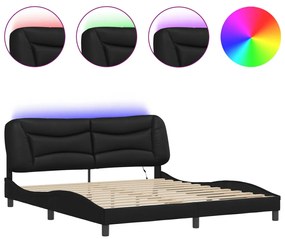 vidaXL Rám postele s LED osvětlením černý 180 x 200 cm umělá kůže