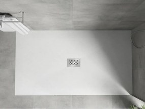 Mexen Hugo, obdélníková sprchová vanička SMC 160 x 100 cm, bílá, ocelová krytka, 42101016-X