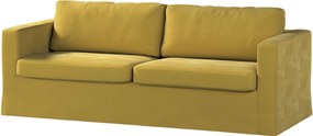 Potah na pohovku IKEA  Karlstad 3-místná, nerozkládací, dlouhý barva zelená látka lesklé, sametová