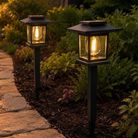 Solární LED sloupková lampa - Sunlight A6109 - 38 cm - sada 2 ks