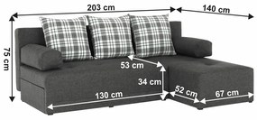 Kondela Rohová sedací souprava, šedý melír / vzor, pravá, MEXX