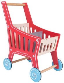 Bigjigs Toys Dřevěný hrací nákupní vozík Supermarket