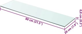 Policové desky 2 ks sklo čiré 80 x 20 cm 3051574