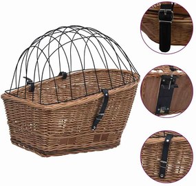 Koš na zadní kolo s krytem 55 x 31 x 36 cm přírodní vrba 170903