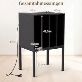 Costway Stojan na gramofon s integrovanou nabíjecí stanicí a 4 přepážkami