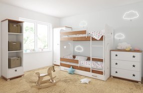 BabyBeds Dětská patrová postel STARS II 180x80 Barevné provedení: Bílá, Úložný prostor: Ne, bez úložného prostoru