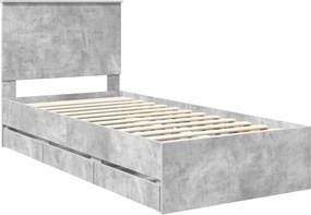 Rám postele s čelo Betonově šedá 90 x 190 cm Inženýrské dřevo 3411162