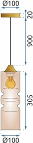 Toolight - závěsná lampa E27 60W APP901-1CP, oranžová-zlatá, OSW-06673